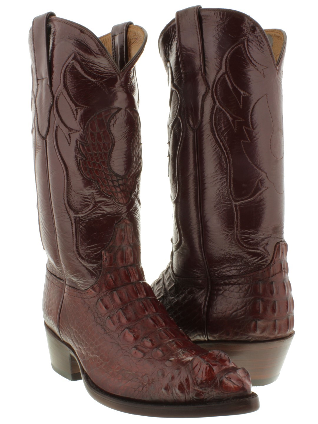 Mens Burgundy Genuine Alligator Skin Head Cut Cowboy Boots J Toe | eBay