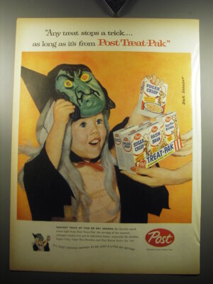 1957 Post Treat-Pak Cereal Ad - Any Treat stops a trick | eBay