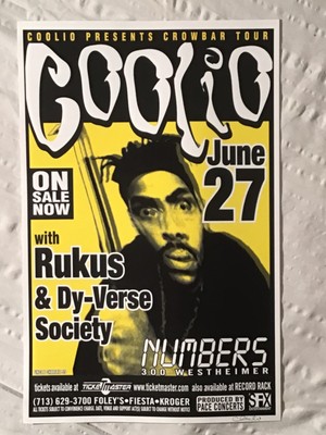 Coolio 1999 Tour Poster Houston Uncle Charlie Hardwick Artist Signed ...