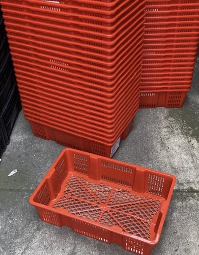 RED Plastic Storage Crates Baskets Bins Containers 17.25" x 11.5" x 4.5 ...