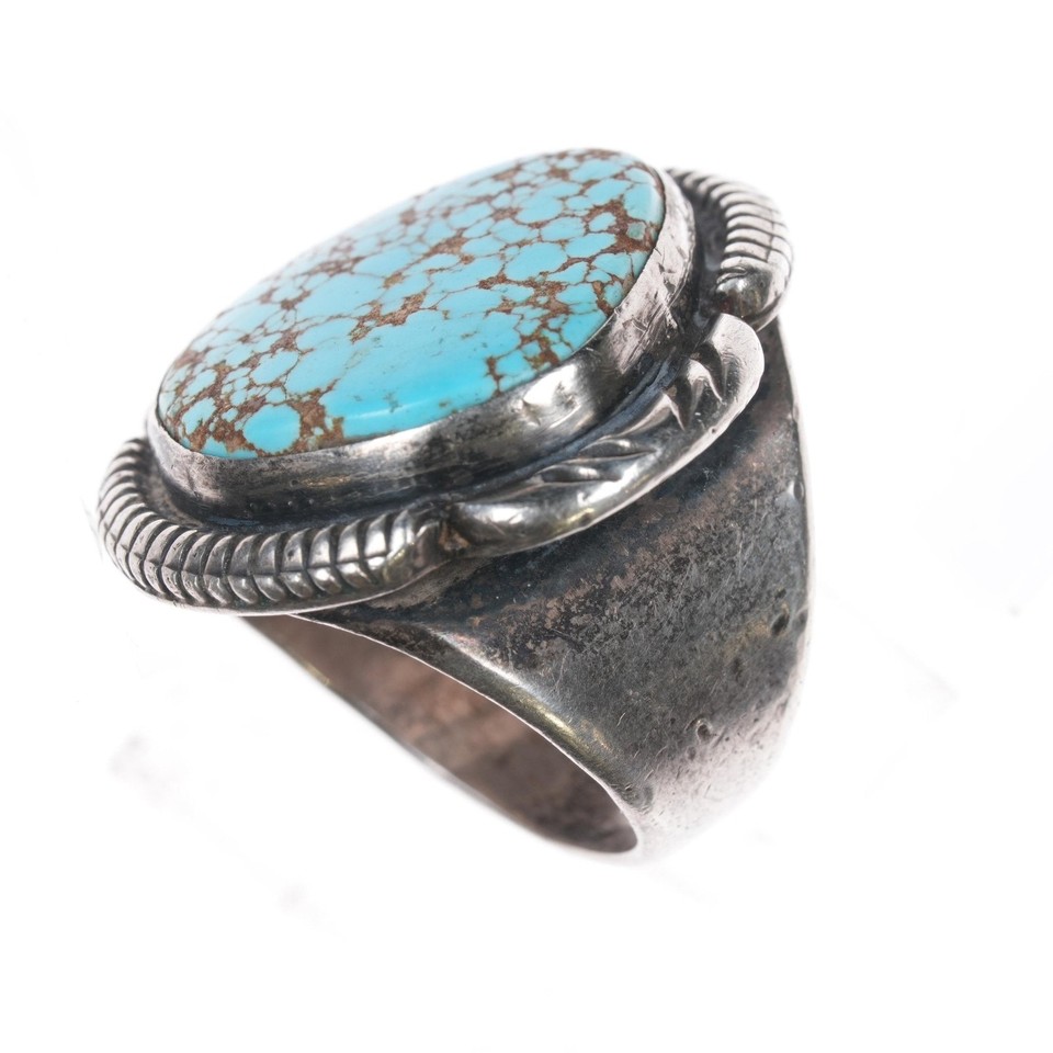 sz9 Carl Allen Begay (1912-1972) Navajo sterling #8 turquoise ring | eBay