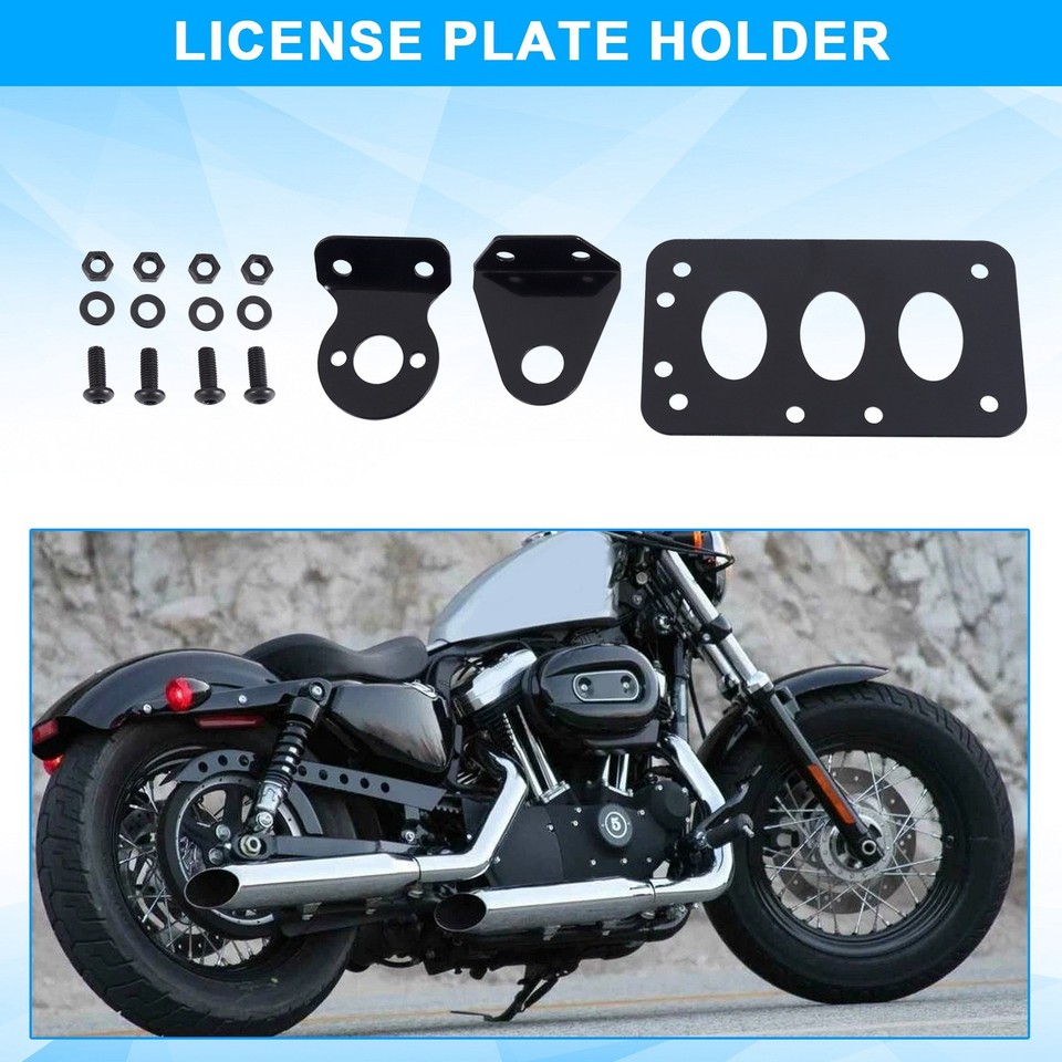 Black Motorcycle Side Mount License Plate Bracket Chopper Fit for 6434 ...