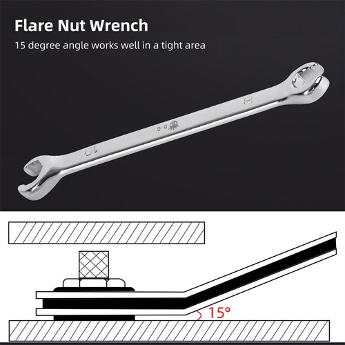 2X Strong Flare Nut Wrench Open-Ended Brake Pipe Spanner set 9mm, 8mm ...