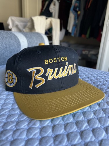 Vtg Boston Bruins SPORTS SPECIALTIES Script Logo Nba Cap Nice Red Sox ...
