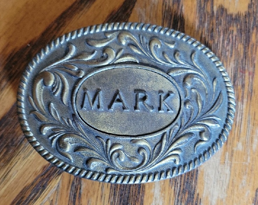 Vintage The Kinney Co Belt Buckle 1977 "Mark" Persona… - Gem