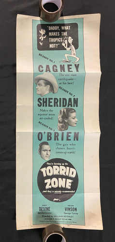 VINTAGE 14" x 37" MOVIE POSTER " THE TORRID ZONE" JAMES CAGNEY | eBay