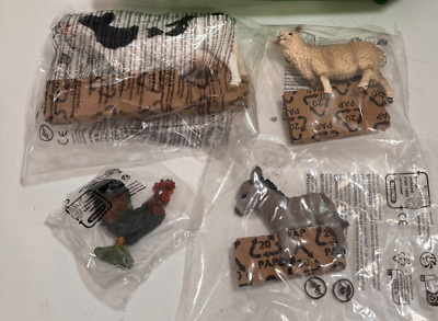 4 Animals Cow Sheep Rooster Donkey Schleich Farm World Set #42385 no ...
