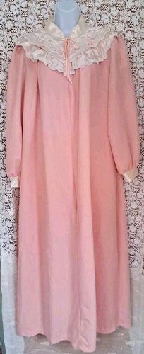 Apostrophe Pink Night Gown House Dress Size Large Zip Front Satin ...