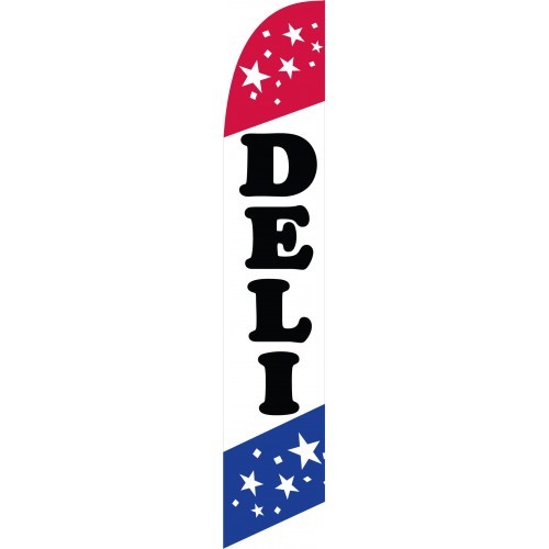 Deli Banner Sign Flag and Pole Windless Feather 2.5 wide Swooper | eBay