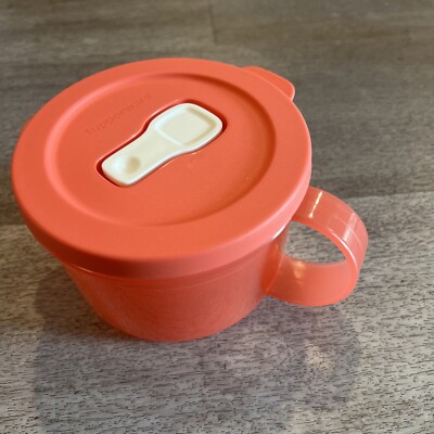 Tupperware Crystalwave Plus soup mug microwavable Orange 2 cup / 500ml ...