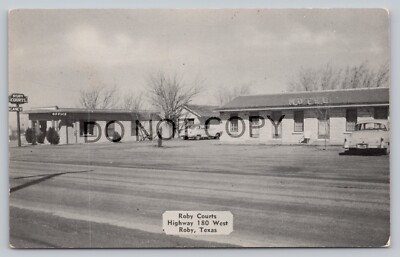 Postcard TX Roby Courts Motel Modern Panel Ray Highway 180 Roadside Old ...
