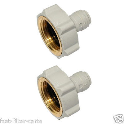 2 x DMFit 3/4" BSP to 1/4" Push-fit adapter, washing machine thread ...