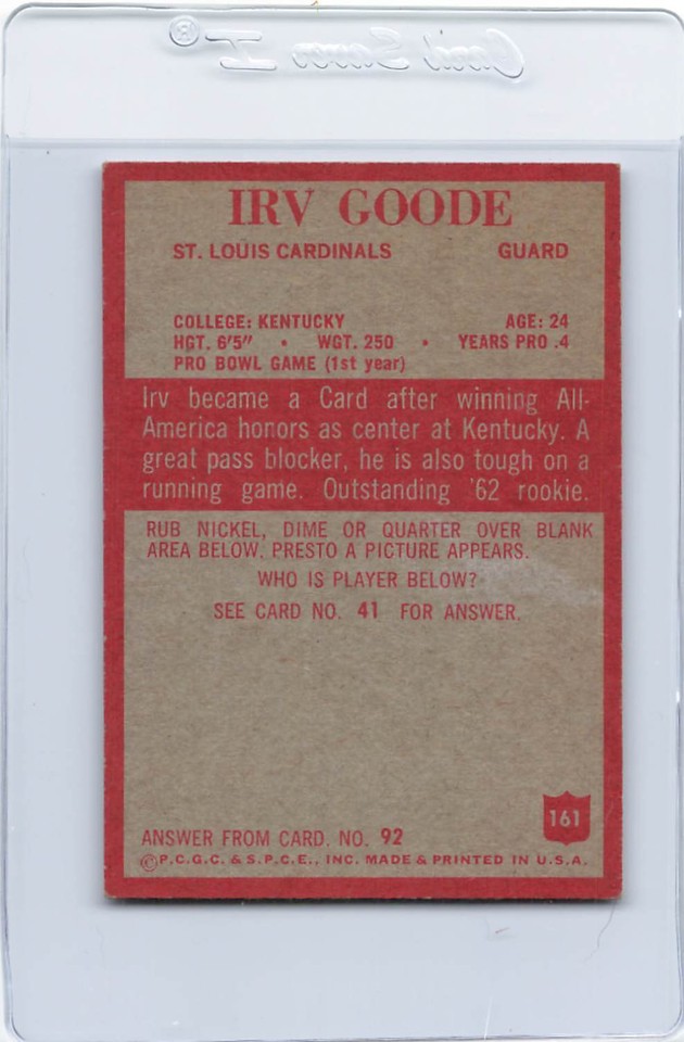 1965 Philadelphia #161 Irv Goode Cardinals EX/MT *DA-C8489 | eBay
