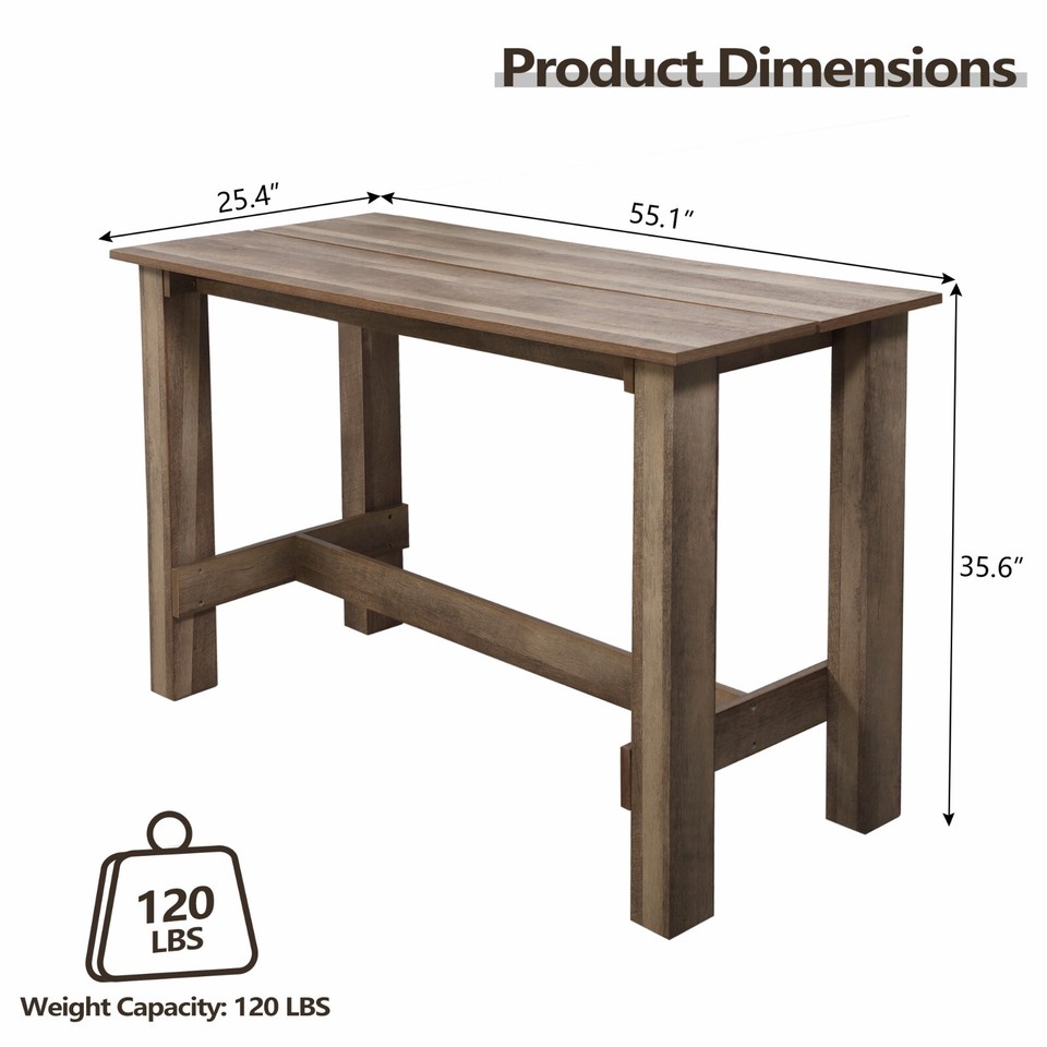 Counter Height Dining Table Breakfast Cafe Table Wooden Kitchen Bar ...