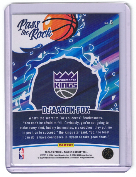 🔥2024-25 Panini Donruss - Pass the Rock De'Aaron Fox #6🔥 | eBay