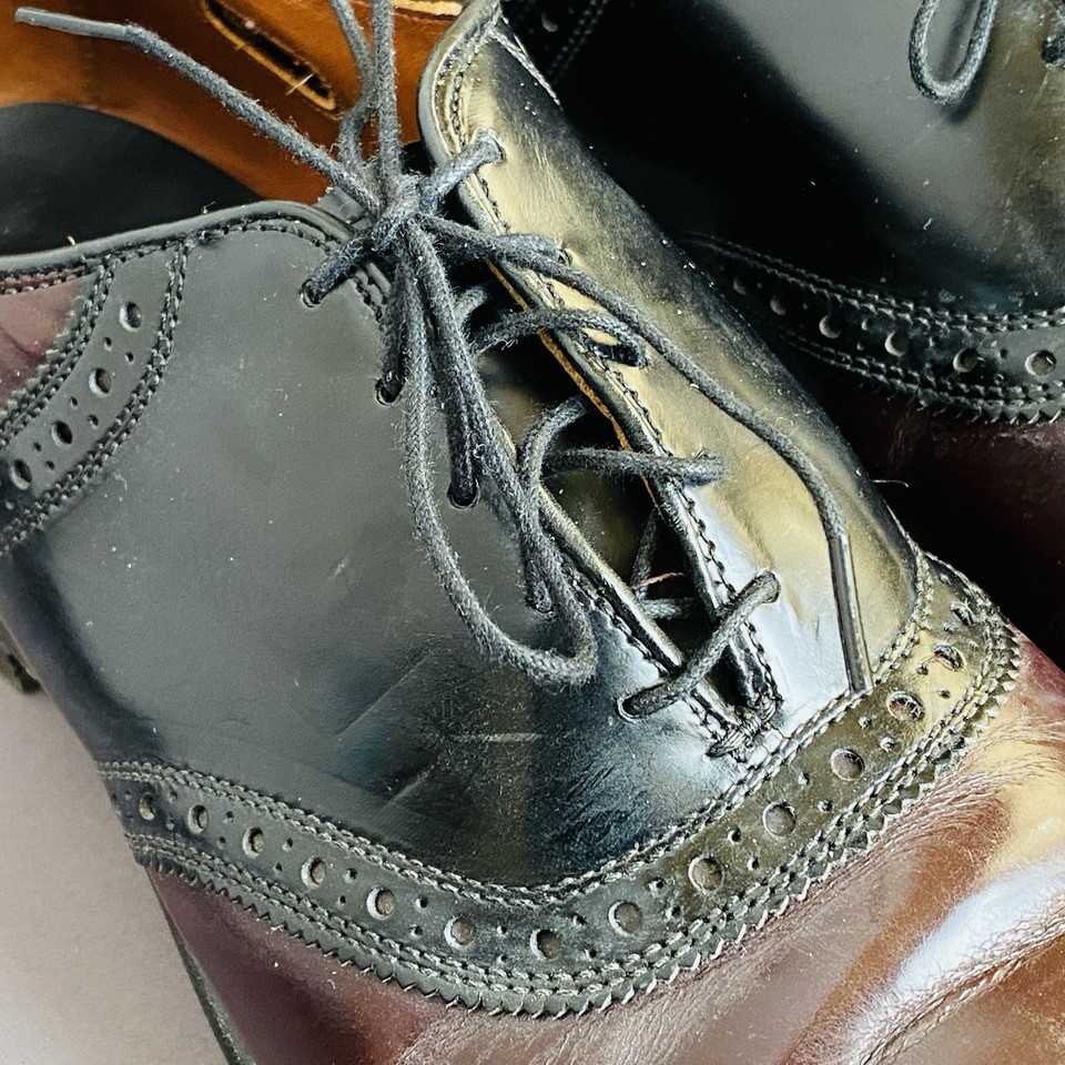 Allen Edmonds Shelton Burgundy&Black Leather Saddle Oxfords Dress Shoes ...