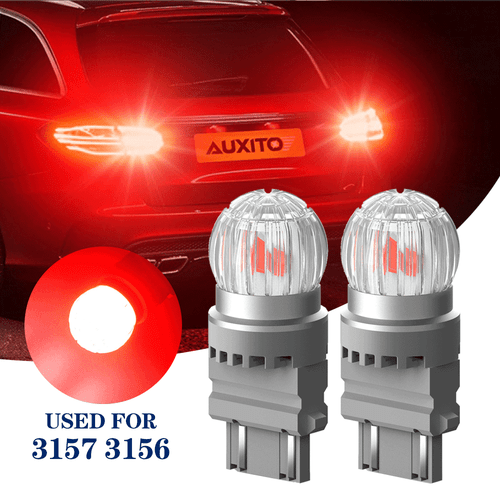 2X 3157 Pure Red LED Signal Brake Tail Light Bulbs 3rd Brake Light For ...