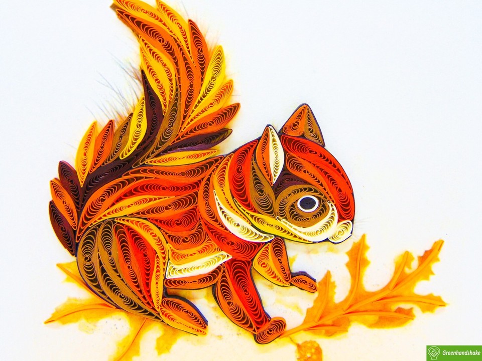 Squirrel Quilling Greeting Card - Unique Dedicated Handmade Art ...