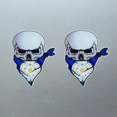 2x Small Bandit Skull With Yorkshire Rose Flag Vinyl Sticker Decal ...