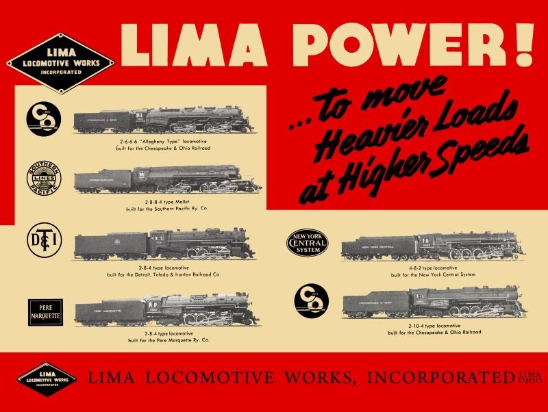 1942 Lima Locomotive, DTI, NYC, CO + Railroads New Metal Sign: 12x16 ...