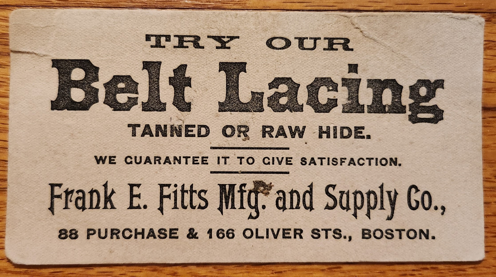 Frank Fitts Belt Lacing Supply Co Advertising Ink Blotter Boston MA | eBay