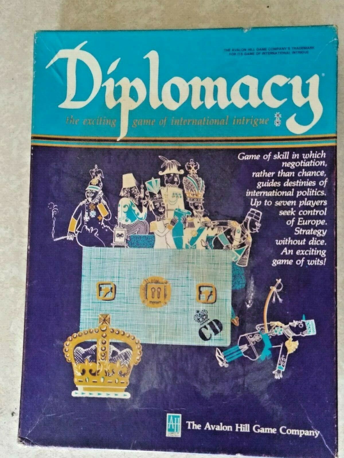 Vintage Diplomacy Board Game of International Intrigue Avalon Hill 1976 ...