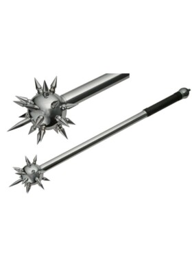 Medieval Spiked Ball Mace Silver Morning Star Chrome 32” XL Middle Ages ...