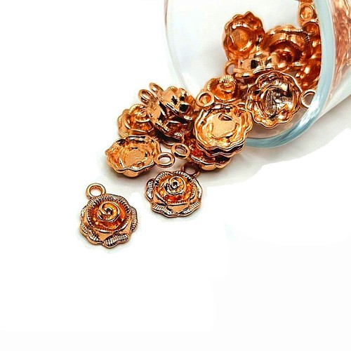 4, 20 or 50 pcs BULK Small Rose Gold Rose Charms, Flower Charm-US ...