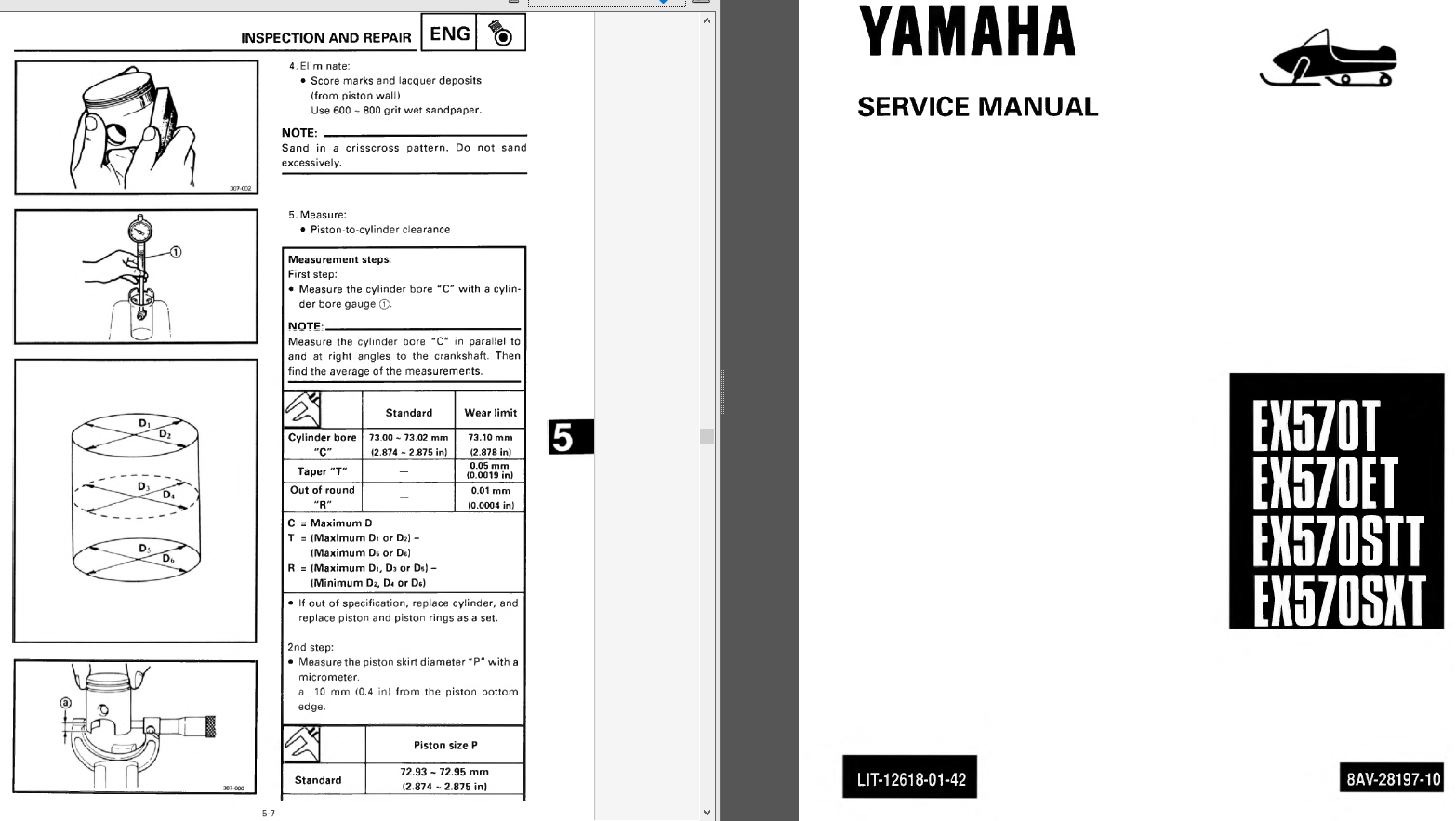 Yamaha EX570 ( EXCITER II ) Snowmobile SERVICE , Owner's & Parts Manual ...