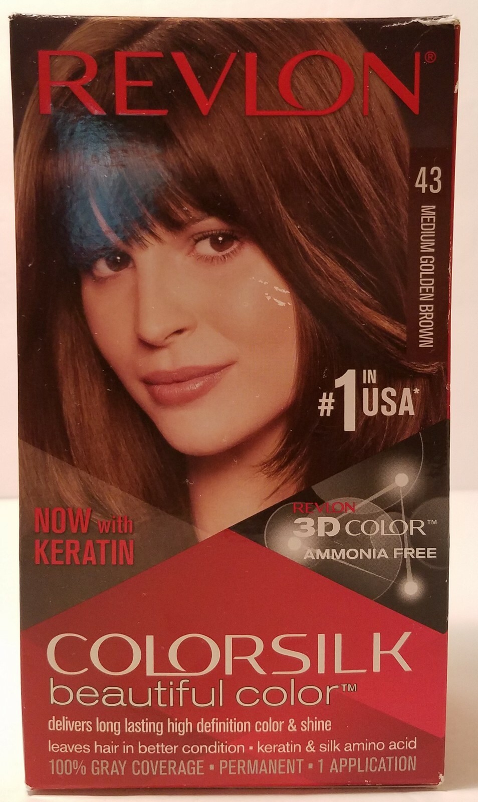 Revlon ColorSilk Beautiful Color Permanent Hair Color #43 MEDIUM GOLDEN ...
