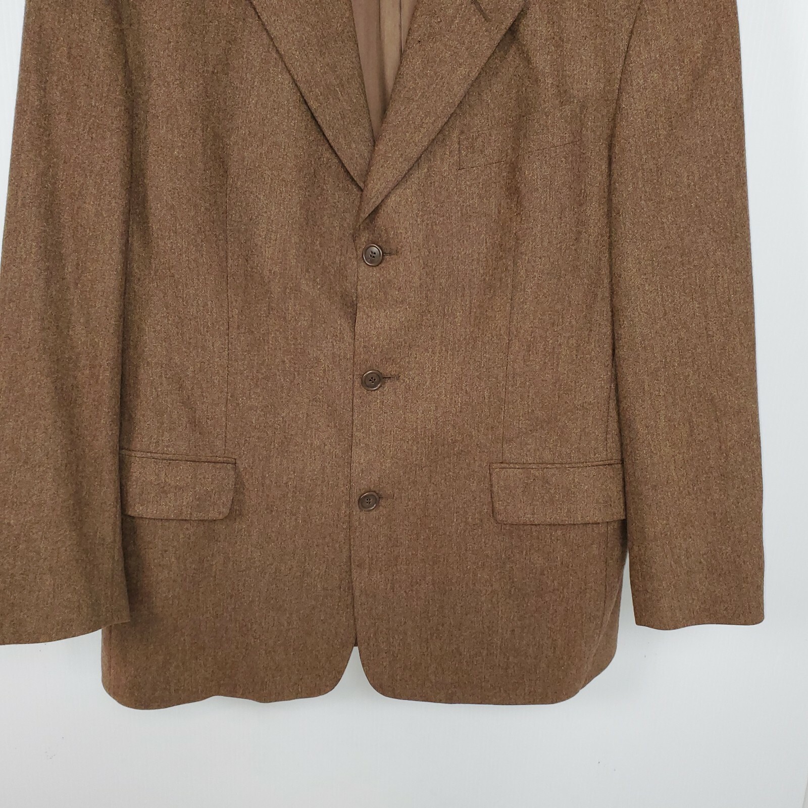 BOSS HUGO BOSS Mens Size 40 Brown Suit Jacket 100% Virign Wool 3 Button ...
