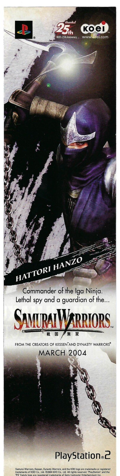 2004 Samurai Warriors Video Game Hattori Hanzo Koei Games PS2 Retro ...