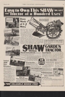 1930 SHAW DU-ALL GARDEN TRACTOR FARM EQUIPMENT GALESBURG KANSAS AD ...