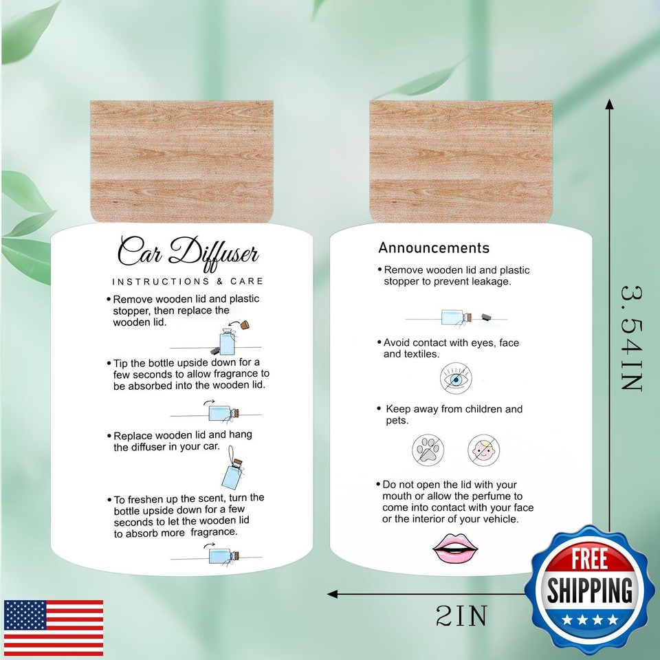 Motiskyy 200 Pcs Hanging Car Diffuser Instruction Cards for Car Oil ...