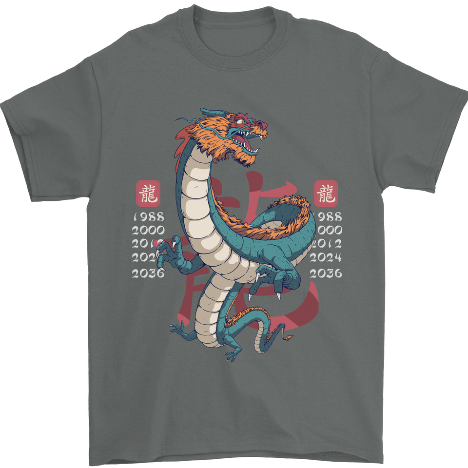 Chinese Zodiac Shengxiao Year of the Dragon Mens T-Shirt 100% Cotton ...