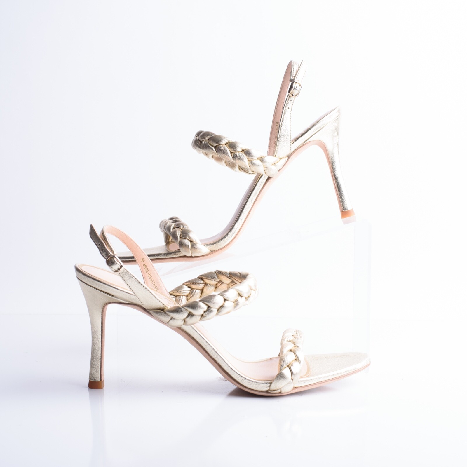 Kate Spade Womens Gold Saffron Braided Leather Slingbacks Heels Sandals ...