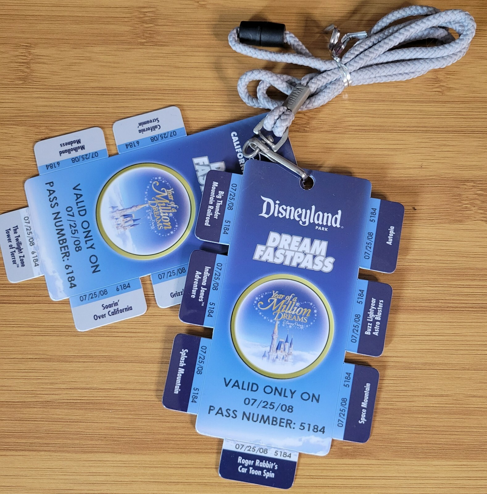 Disney Year of a Million Dreams Dream Fastpass Lanyard 7/25/08 ...