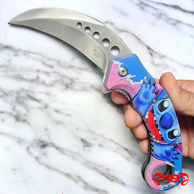 8.5" Stitch KARAMBIT SPRING OPEN ASSISTED TACTICAL FOLDING BLADE POCKET ...