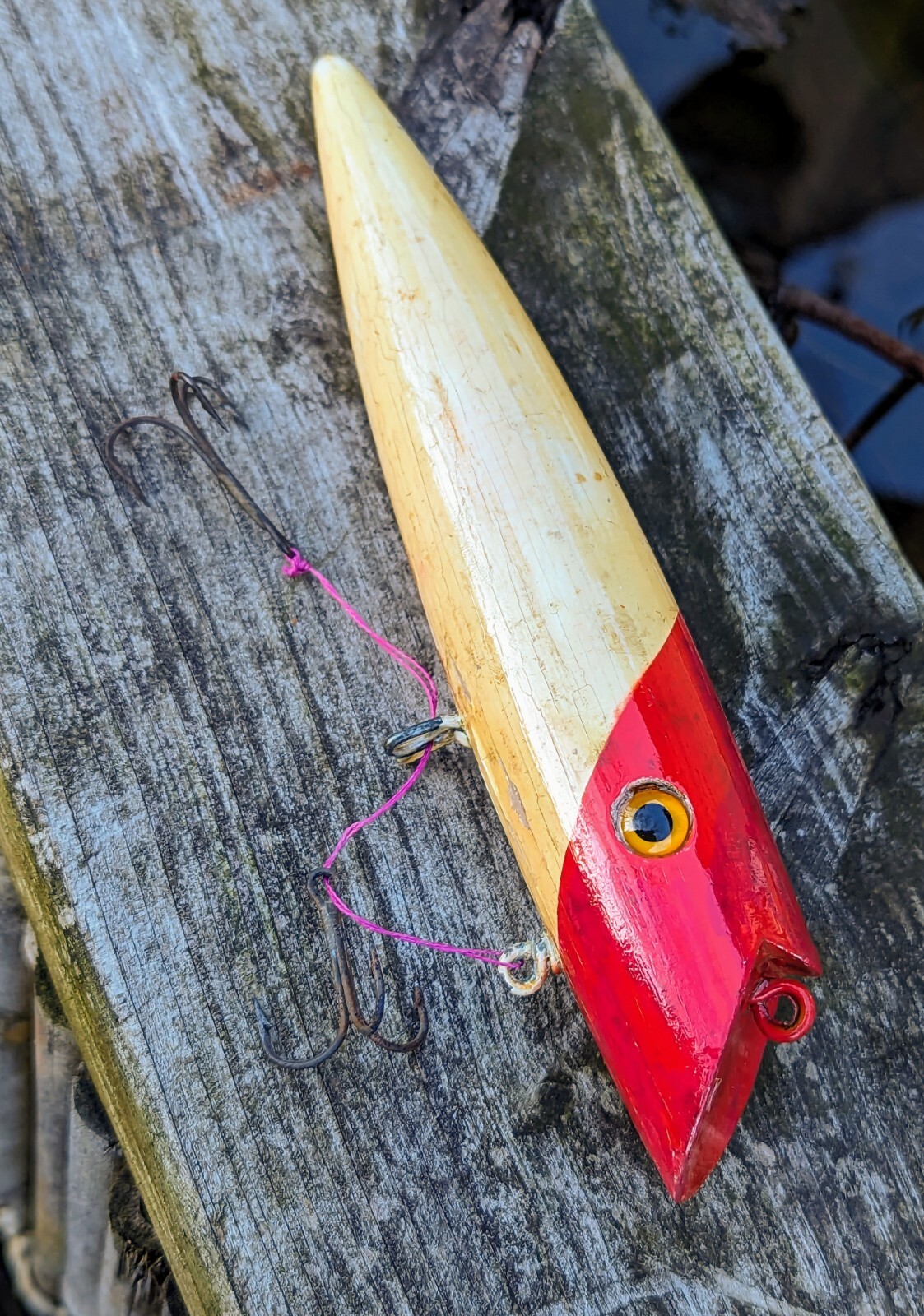 Martin Vintage Wood Salmon Plug Fishing Lure Pat #2110382 Yellow Scale ...