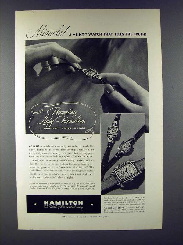 1939 Hamilton Sylvia, Ellyn, Dodson Watch Ad! | eBay