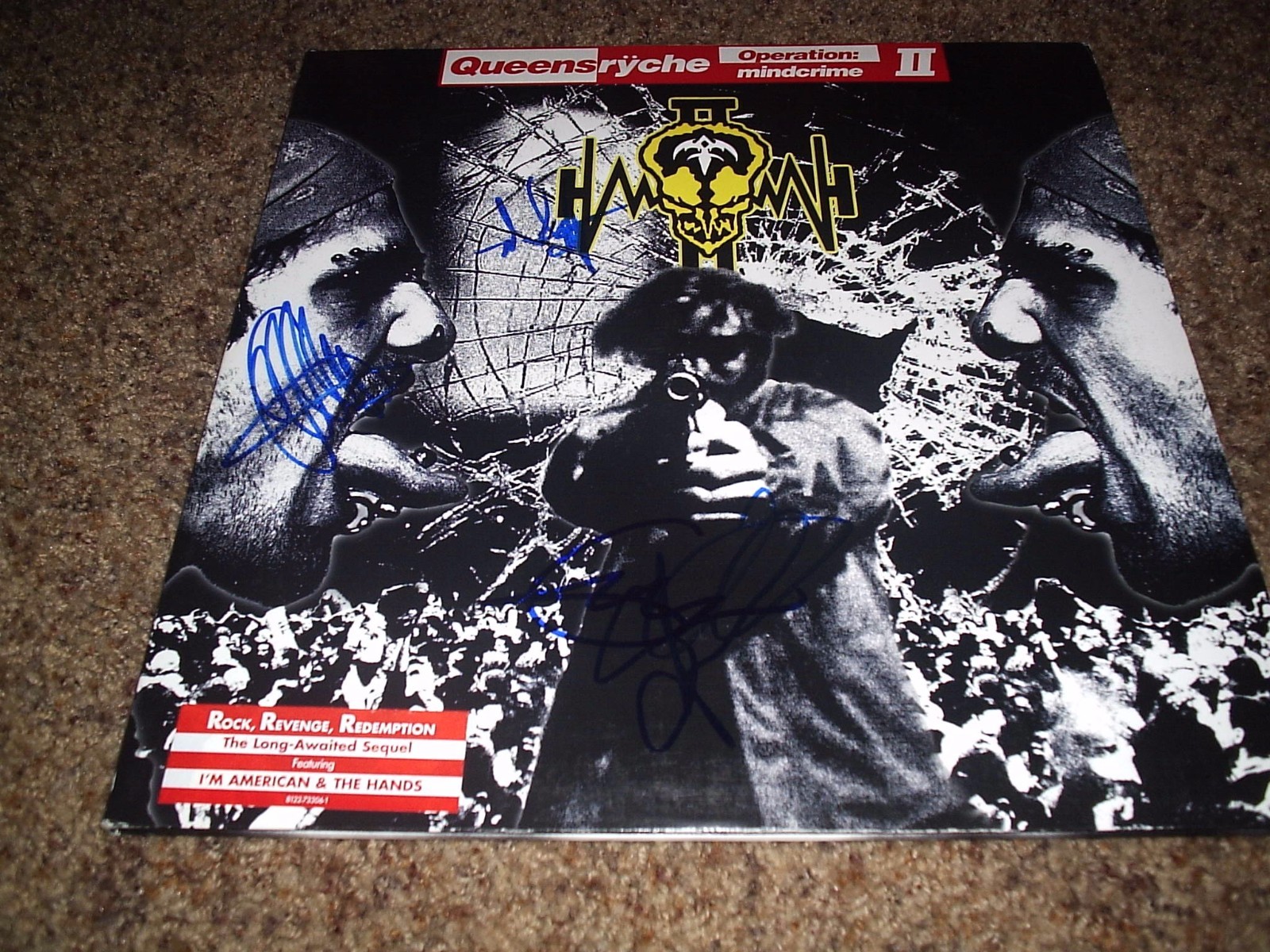 QUEENSRYCHE SIGNED RECORD "OPERATION MINDCRIME II " RARE! 4 MEMBERS L ...
