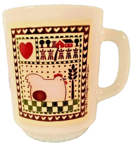Vintage Rodger Johnson Coffee Cup Mug 1981 Chicken Hen Anchor Hocking ...
