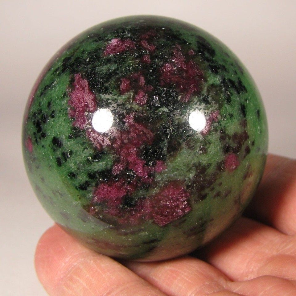 2.3" RUBY in ZOISITE Sphere Gemstone Ball w/ Stand – India - 60mm | eBay