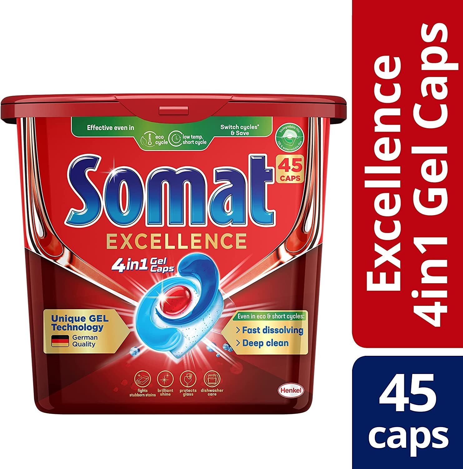 Somat Excellence 4-in-1 Dishwasher Capsules (45 Pack), Dishwashing ...