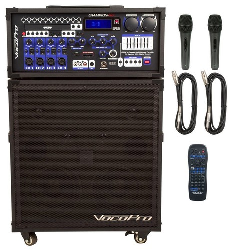 VocoPro All-in- One Portable Karaoke System, Champion-Rec-200W 4-Ch PA ...
