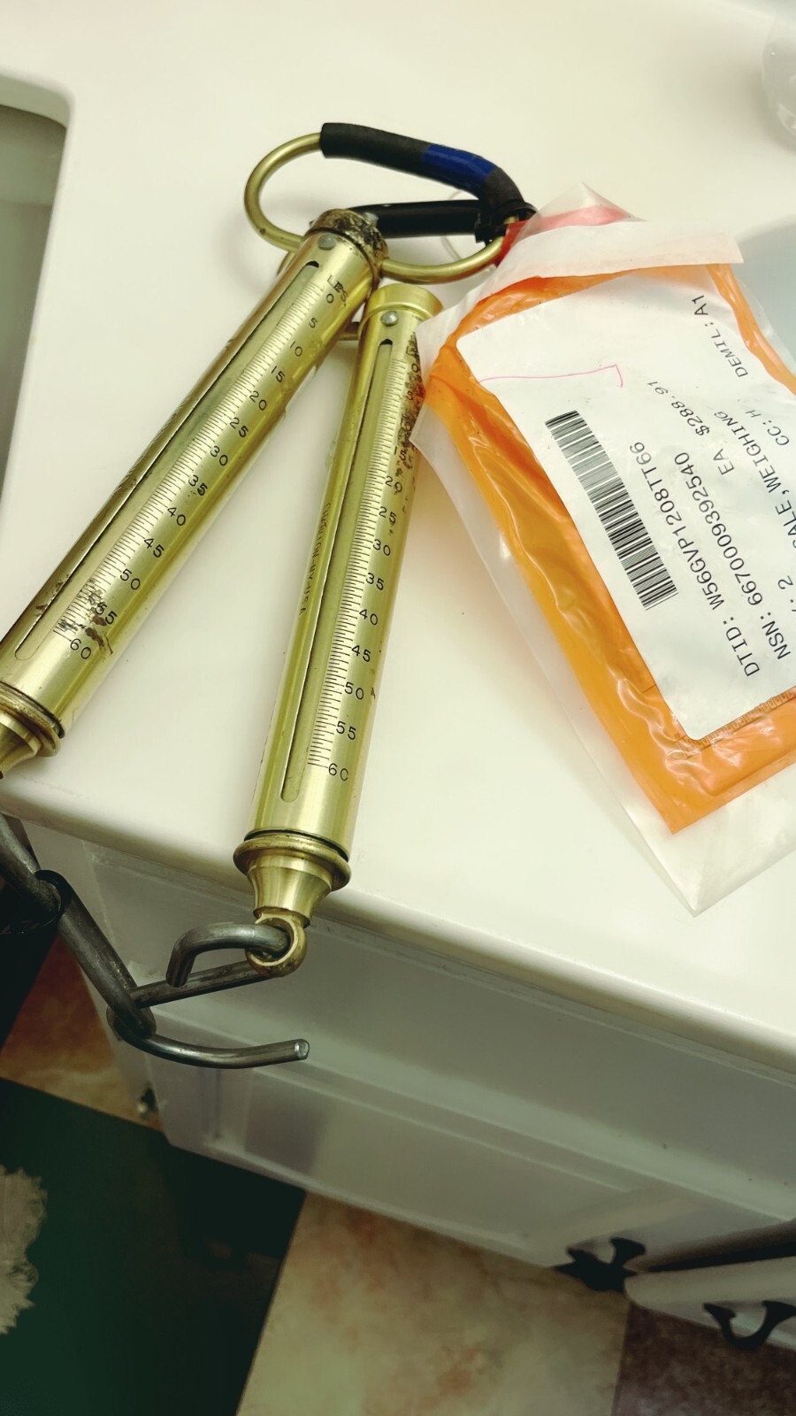 LOT OF 2 ORIGINAL EXCELLENT COMPLETE CHATILLON NY USA HANGING SCALE 0 ...