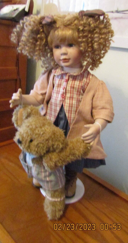 Vintage 21" Porcelain Doll With Teddy Bear 144/2500 | eBay