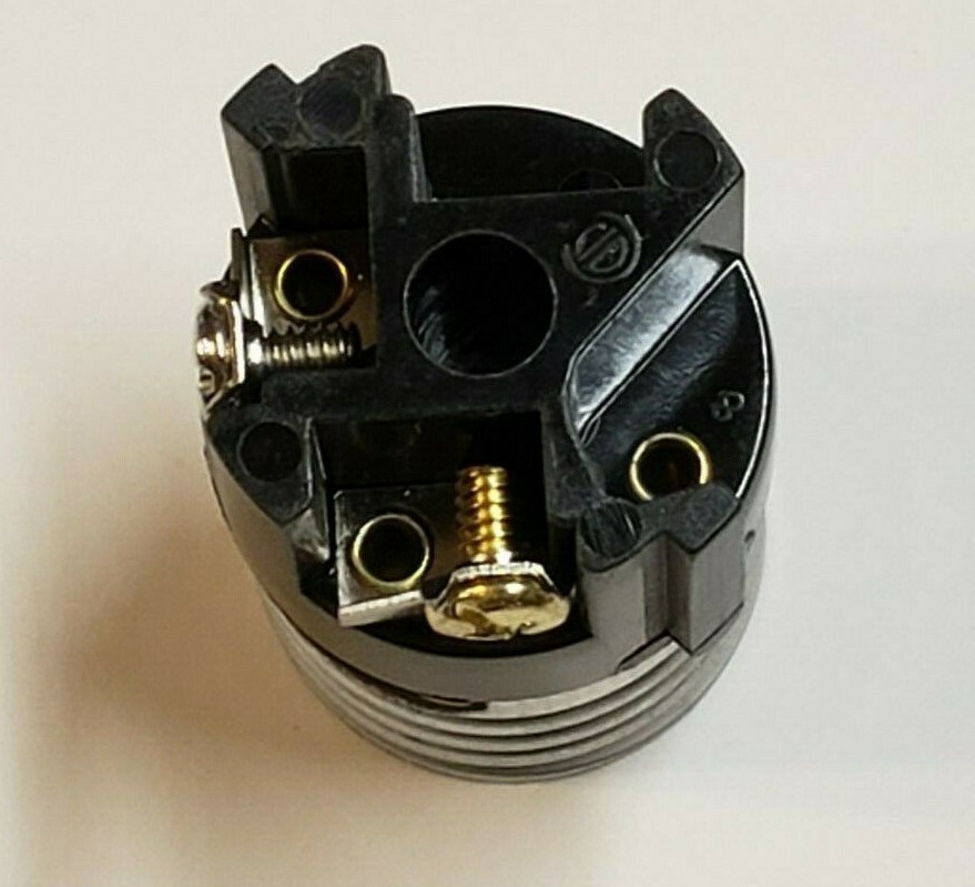 BLACK BAKELITE FULL KEYLESS THREADED LAMP SOCKET WITH RING E26 NEW ...