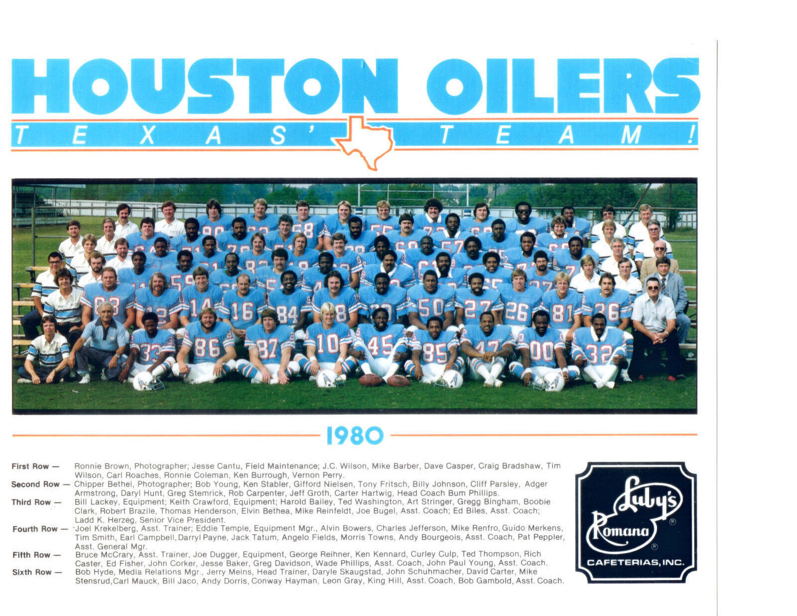 1980 Houston Oilers NFL Football 8x10 Photo Print | eBay