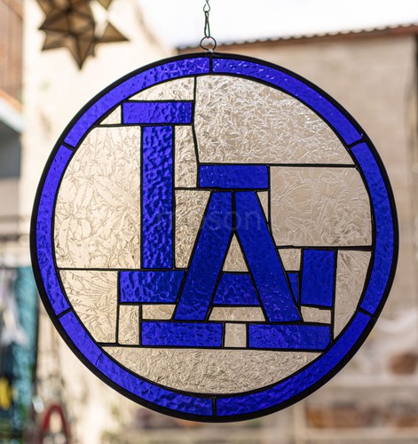 LA DODGERS MLB BASEBALL Stained glass Tiffany Style Window Hanging 12 ...